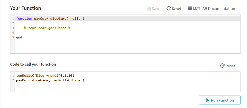 Solved Matlab Question: Dice game The game rolls a die | Chegg.com