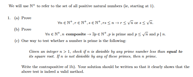Solved We will use N+ to refer to the set of all positive | Chegg.com