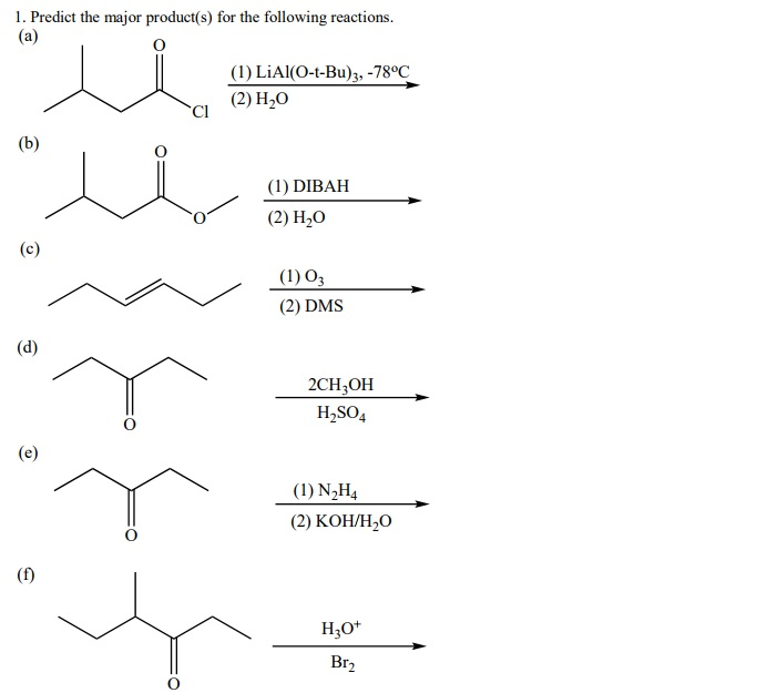 Solved I. Predict the major product(s) for the following | Chegg.com