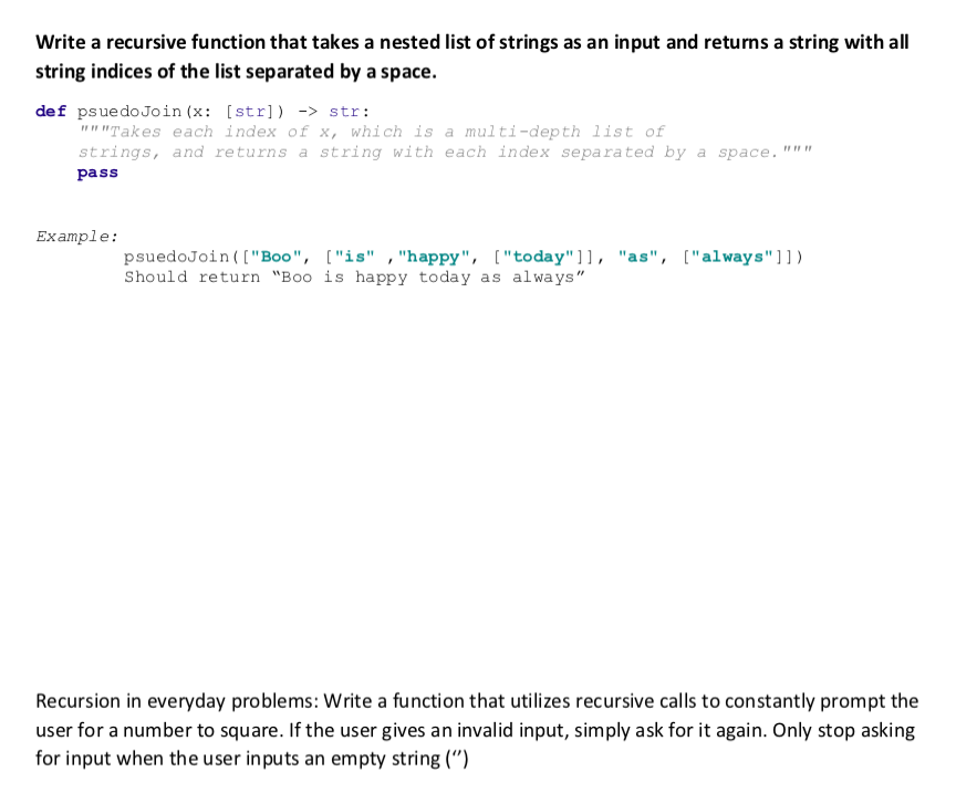 Solved Write a recursive function that takes a nested list | Chegg.com
