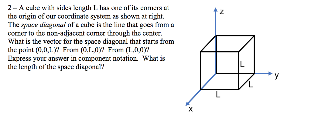 Solved 2- A cube with sides length L has one of its corners | Chegg.com