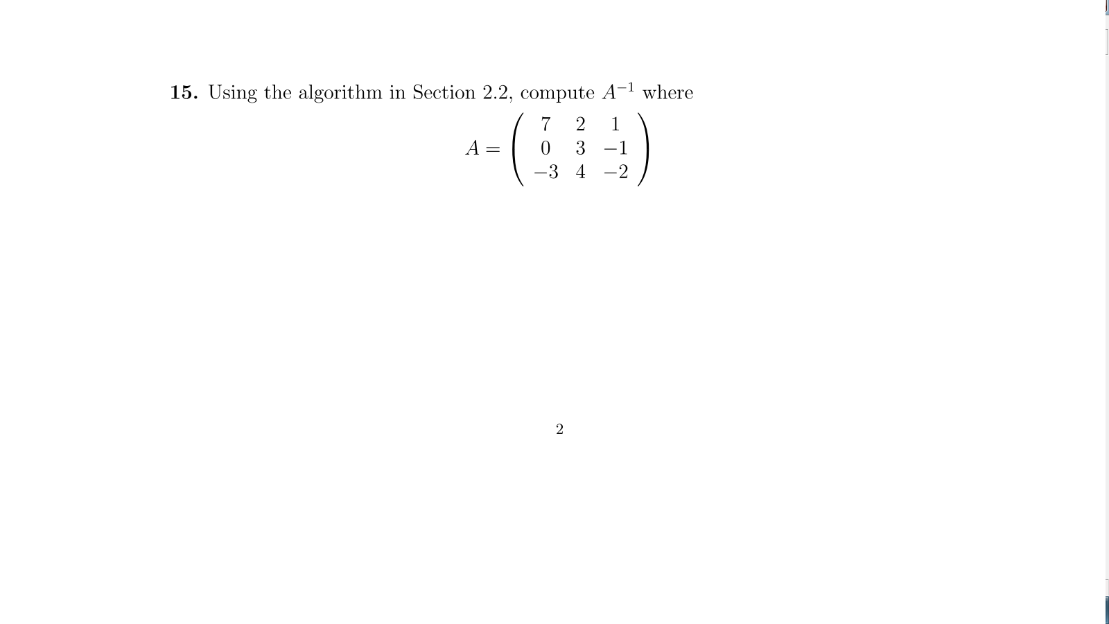 Solved Using the algorithm in Section 2.2, compute A^-1 | Chegg.com