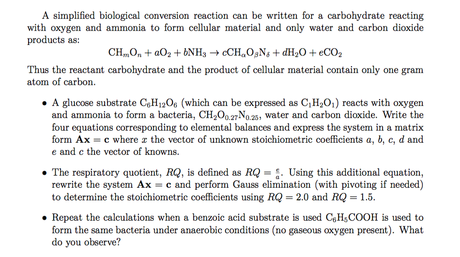A simplified biological conversion reaction can be | Chegg.com