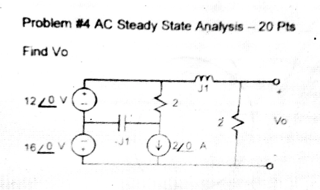 Solved AC Steady State Analysis Find V_o | Chegg.com
