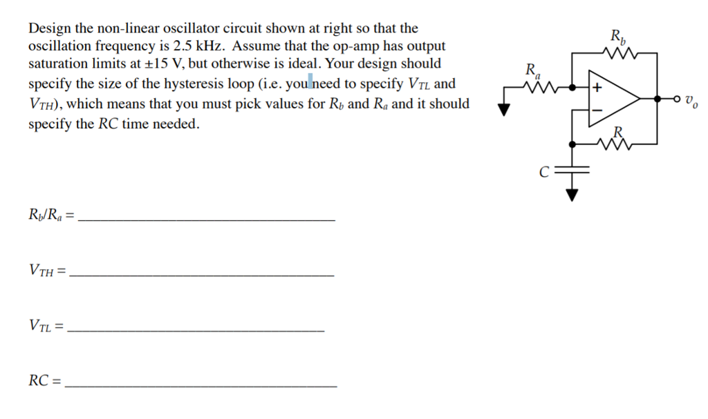 Solved Design the non-linear oscillator circuit shown at | Chegg.com