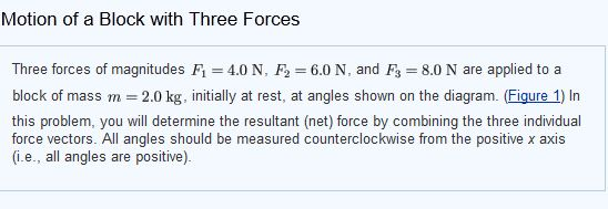 Motion of a Block with Three Forces Three forces of | Chegg.com