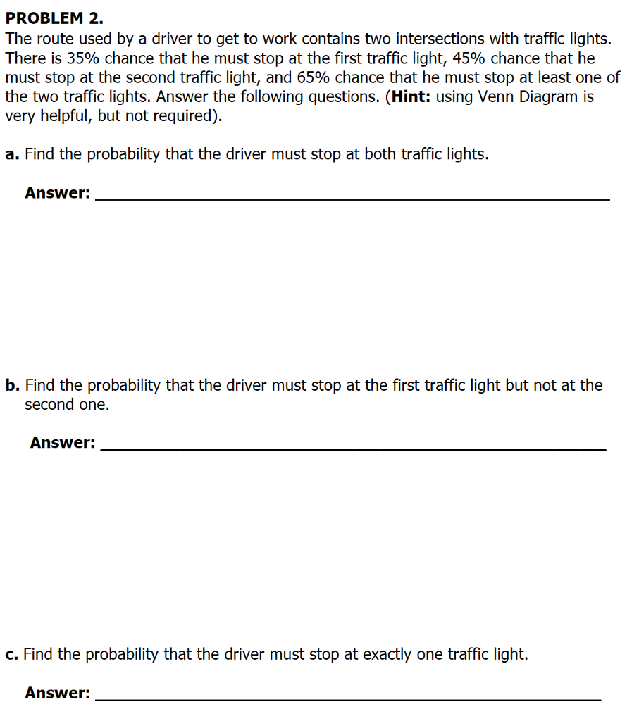 Solved PROBLEM 2. The route used by a driver to get to work | Chegg.com