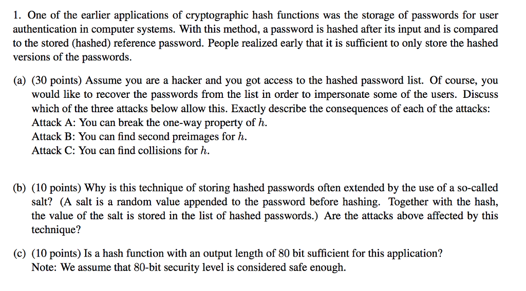 Solved 1. One of the earlier applications of cryptographic | Chegg.com