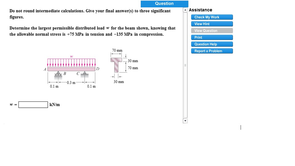 Solved Determine the largest permissible distributed load w | Chegg.com