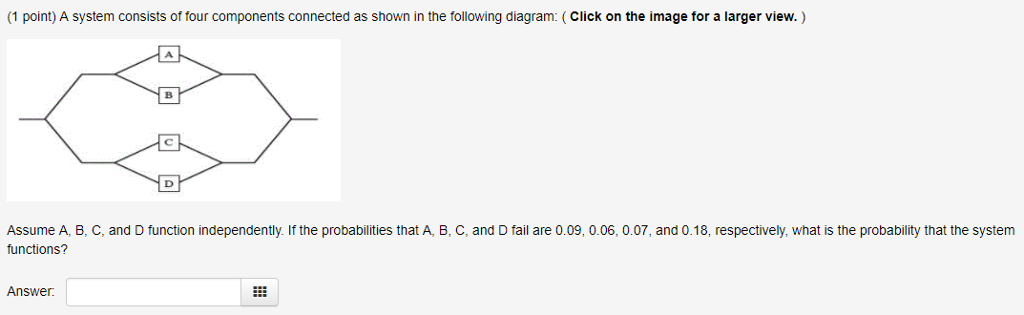 Solved (1 point) A system consists of four components | Chegg.com