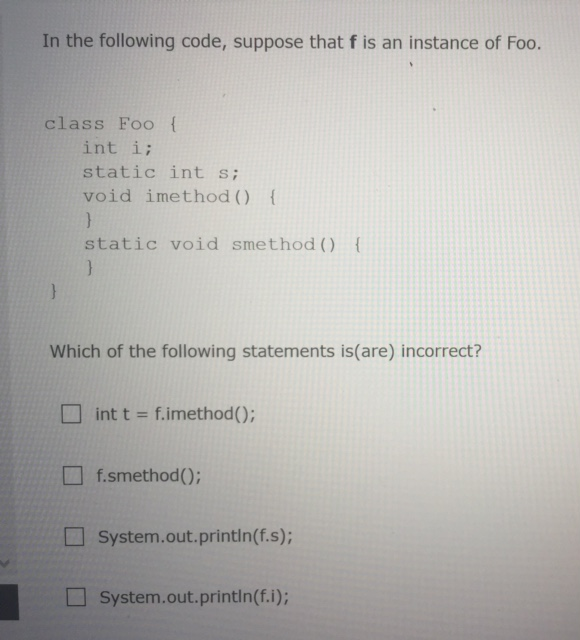 Solved In The Following Code Suppose That F Is An Instance 