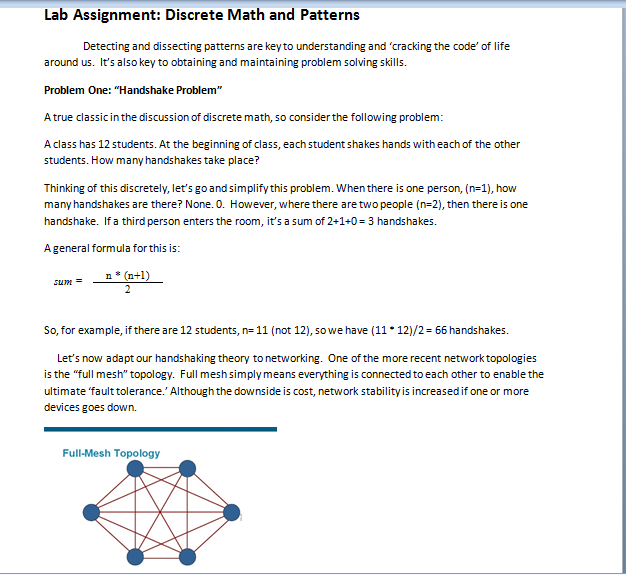 Solved Lab Assignment: Discrete Math and Patterns Detecting | Chegg.com