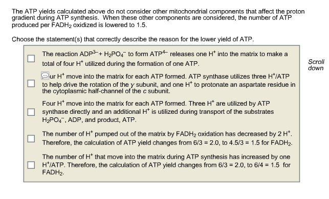 Solved e yield of ATP by the mitochondrial ATP synthase can | Chegg.com