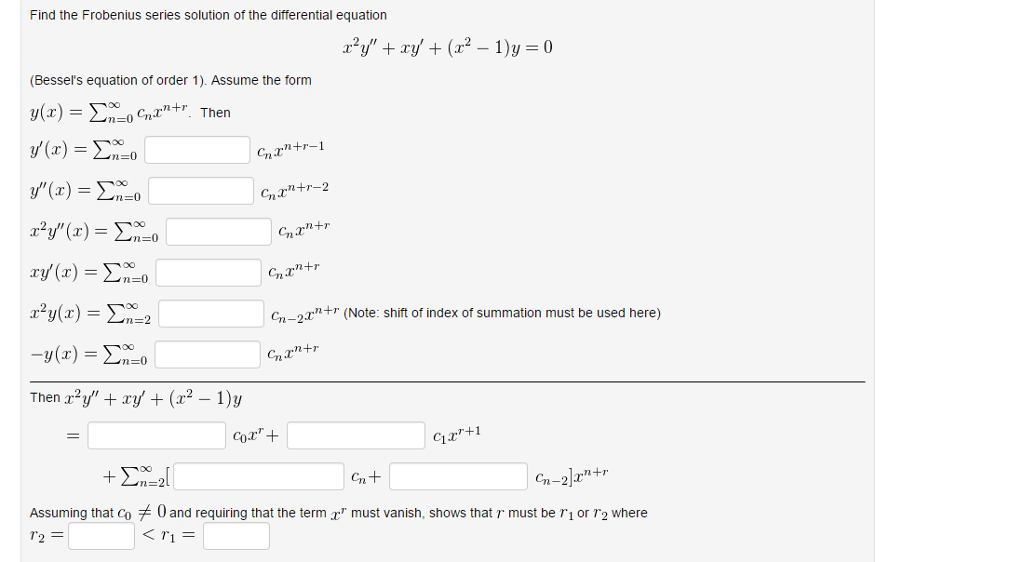 Solved Find the Frobenius series solution of the | Chegg.com