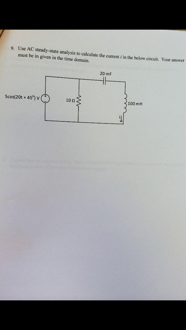 Solved Use AC steady-state analysis to calculate the current | Chegg.com