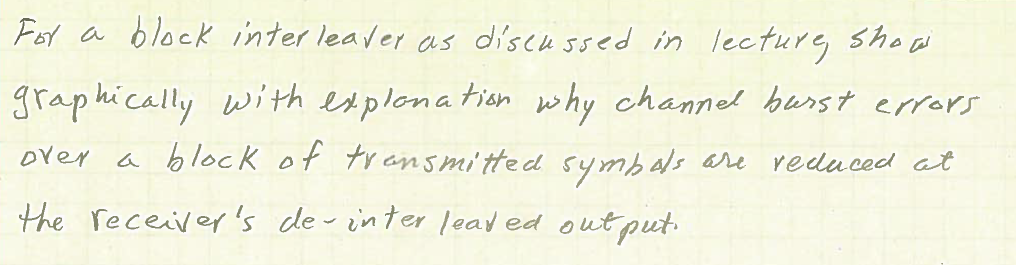 Solved For a block interleaver as discussed in lecture, show | Chegg.com