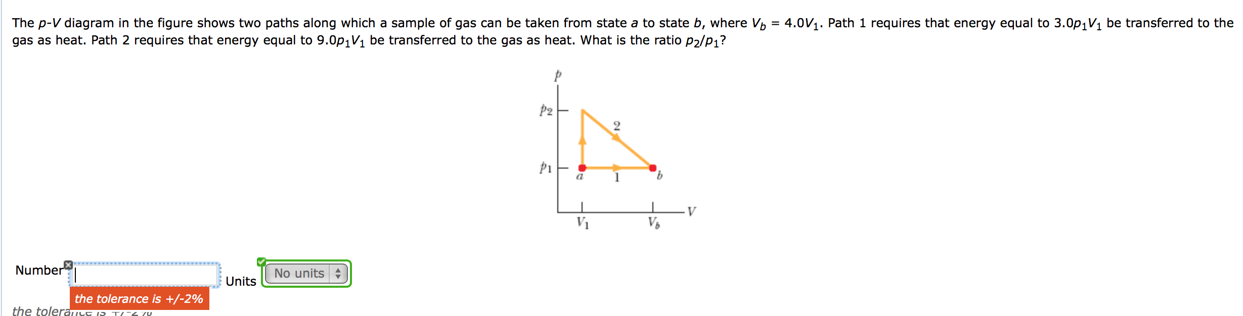 Solved The p-V diagram in the figure shows two paths along | Chegg.com