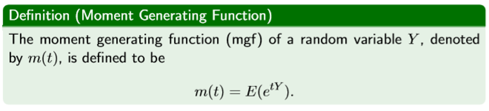 Solved The moment generating function (mgf) of a random | Chegg.com