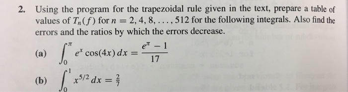 Solved Using the program for the trapezoidal rule given in | Chegg.com