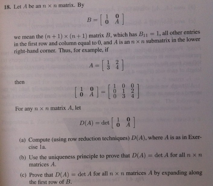 Solved Let A be an n times n matrix. By we mean the (n + 1) | Chegg.com