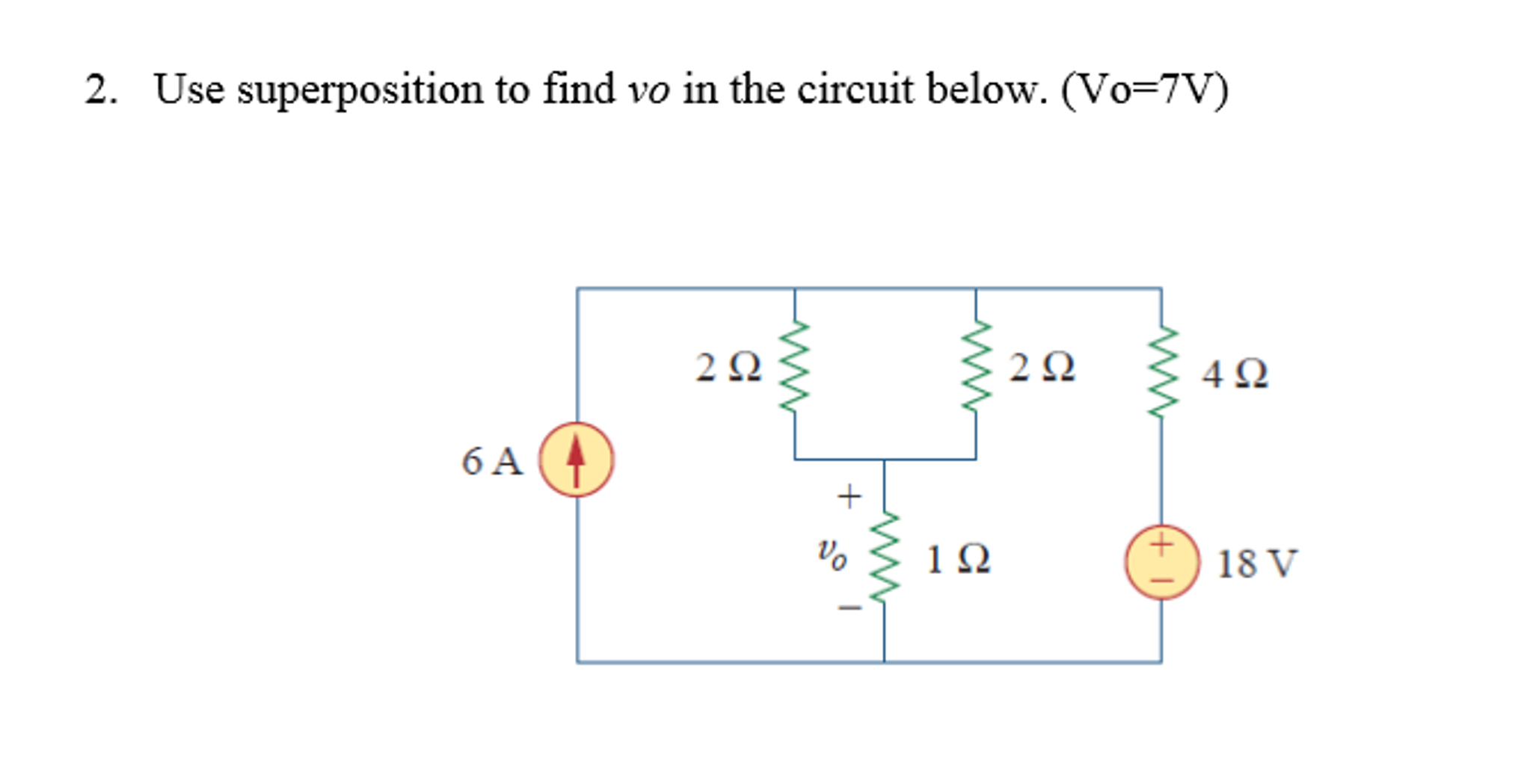 Solved Use superposition to find v0 in the circuit below. | Chegg.com