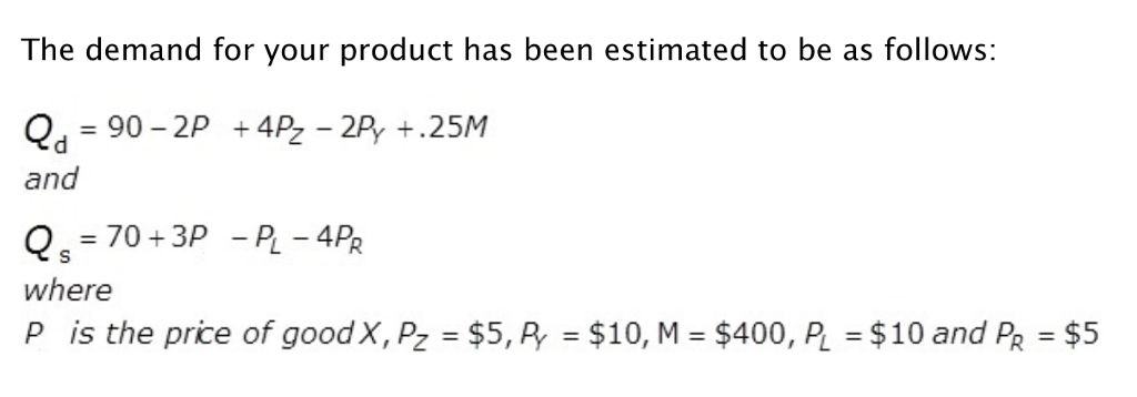 Solved A. What is the demand equation? Q= B. What is | Chegg.com