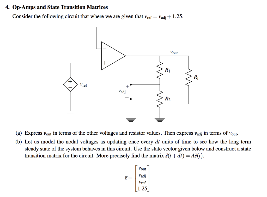 Solved 4. Op-Amps and State Transition Matrices Consider the | Chegg.com