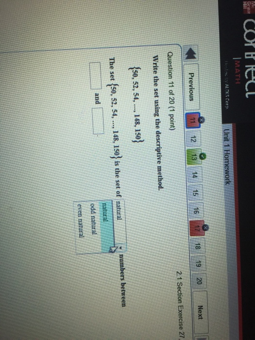 Solved Write the set using the descriptive method. {50, 52, | Chegg.com
