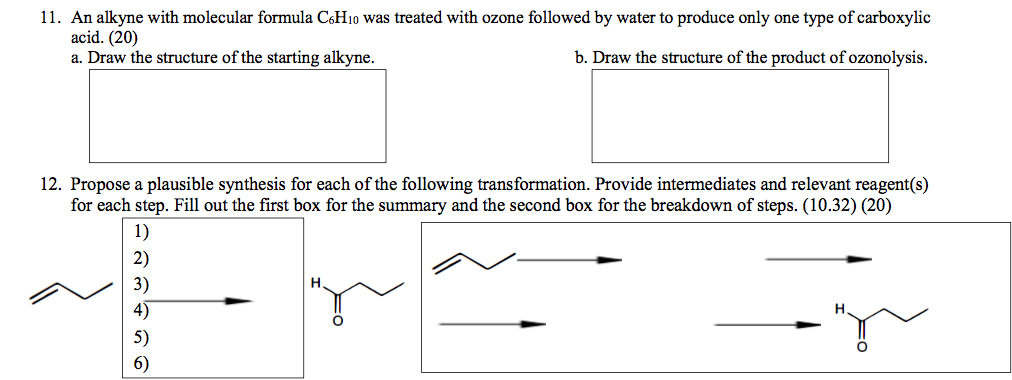 Solved 11. An alkyne with molecular formula CsHio was | Chegg.com