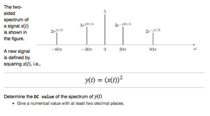 Solved The two- sided spectrum of a signal x(t) is shown in | Chegg.com