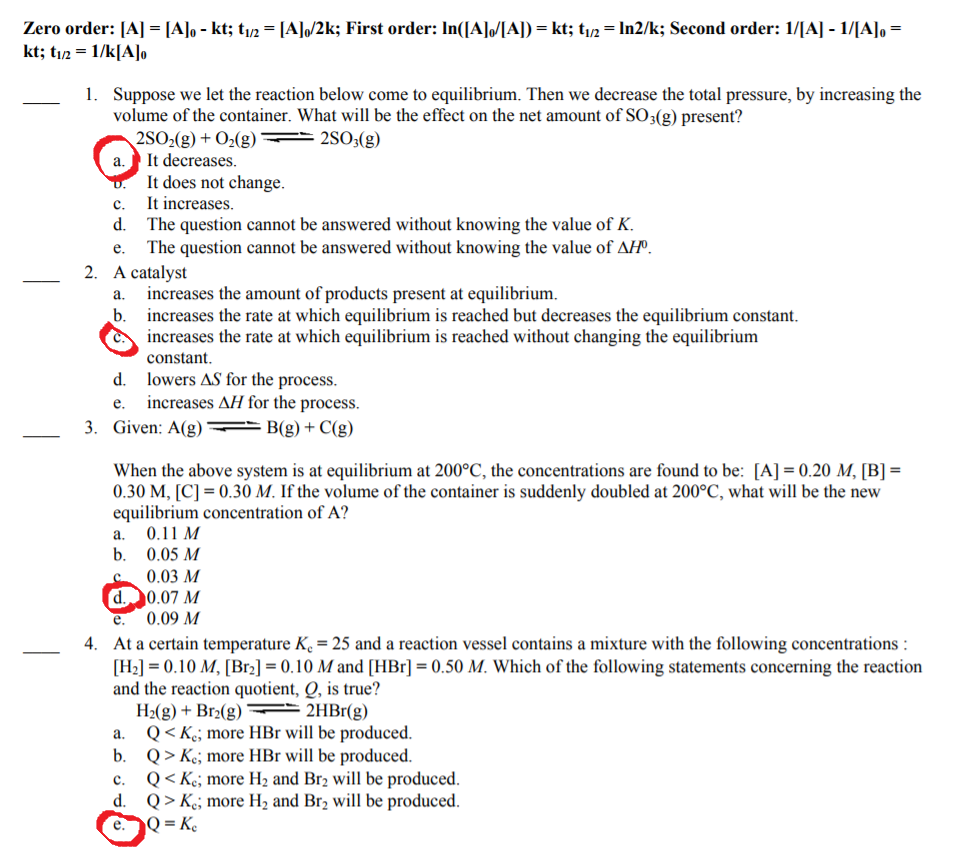 Solved Zero order: [A-[Alo-kt; t1/2-1A10/2k; First order: | Chegg.com