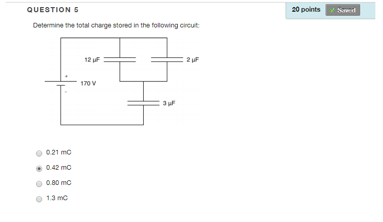 Solved Determine the total charge stored in the following | Chegg.com
