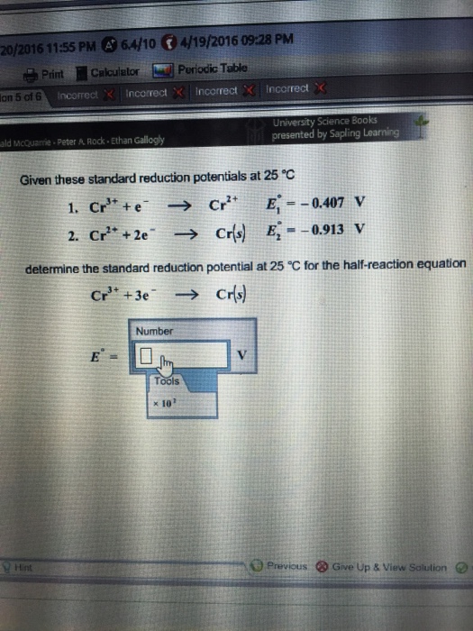 Solved Given these standard reduction potentials at 25 | Chegg.com
