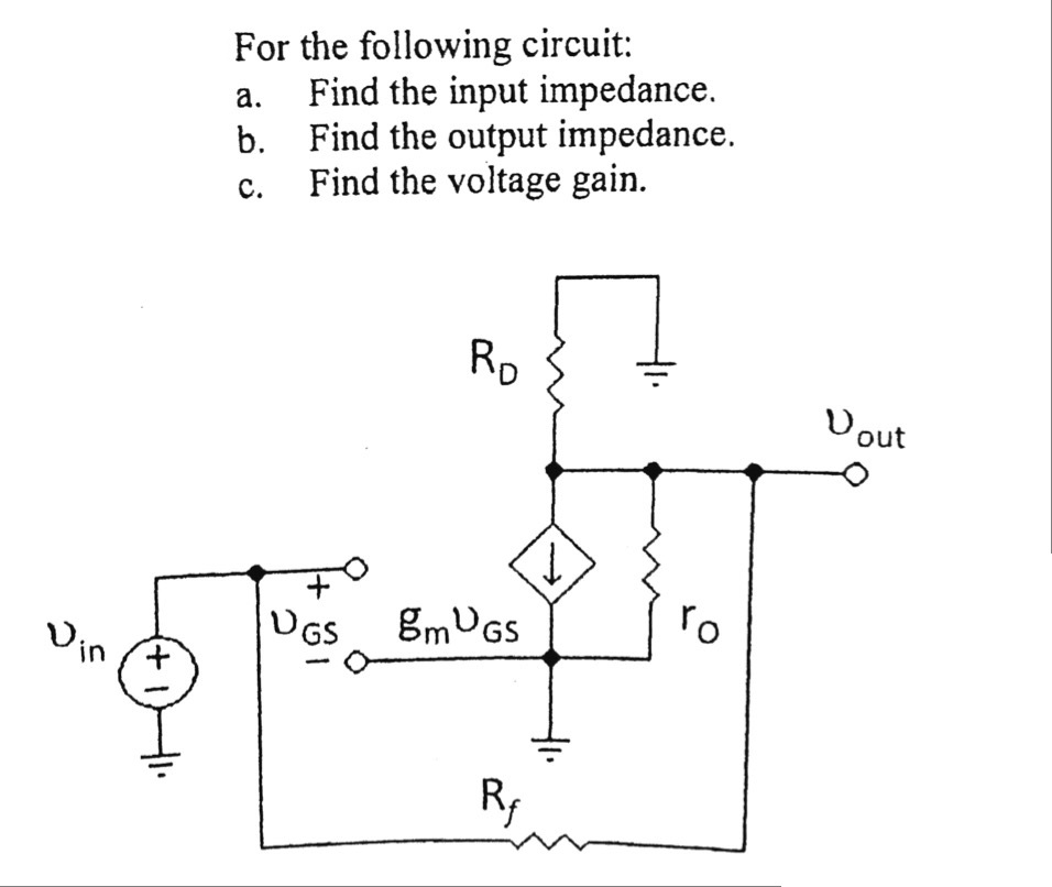 Solved For the following circuit: Find the input impedance. | Chegg.com