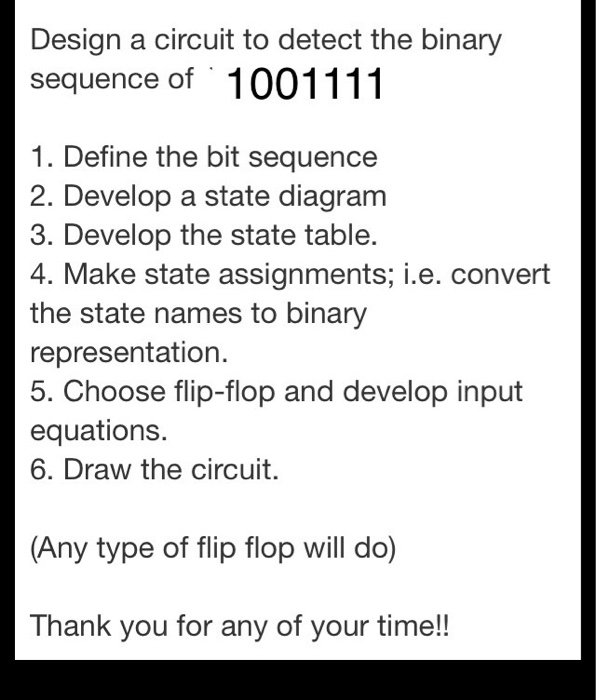 Solved Design a circuit to detect the binary sequence of | Chegg.com