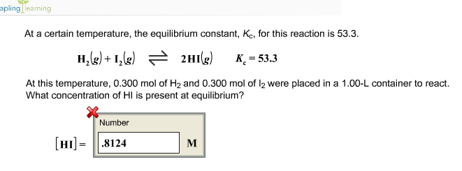 Solved At a certain temperature, the equilibrium constant, | Chegg.com