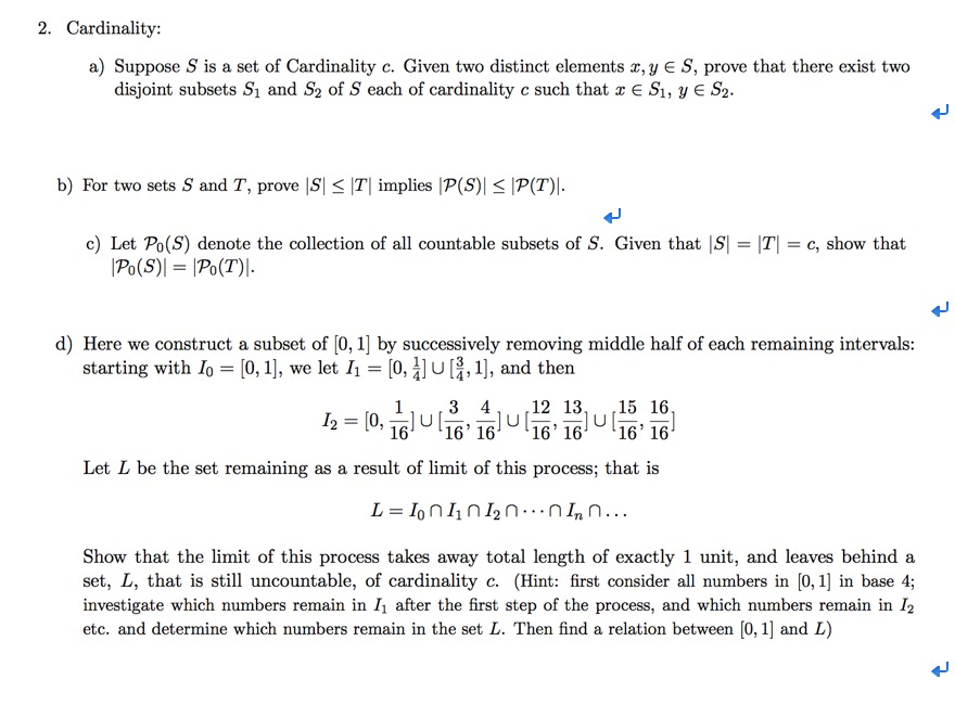 Solved Suppose S is a set of Cardinality c. Given two | Chegg.com