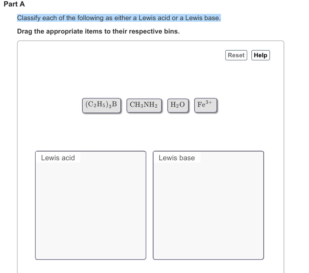 Solved Classify each of the following as either a Lewis acid | Chegg.com