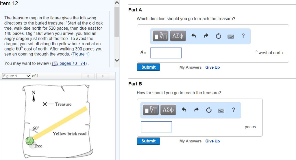 Solved The treasure map in the figure gives the following | Chegg.com