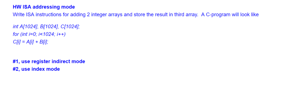 Solved HW ISA addressing mode write ISA instructions for | Chegg.com