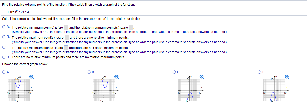 Solved Find the relative extreme points of the function, if | Chegg.com