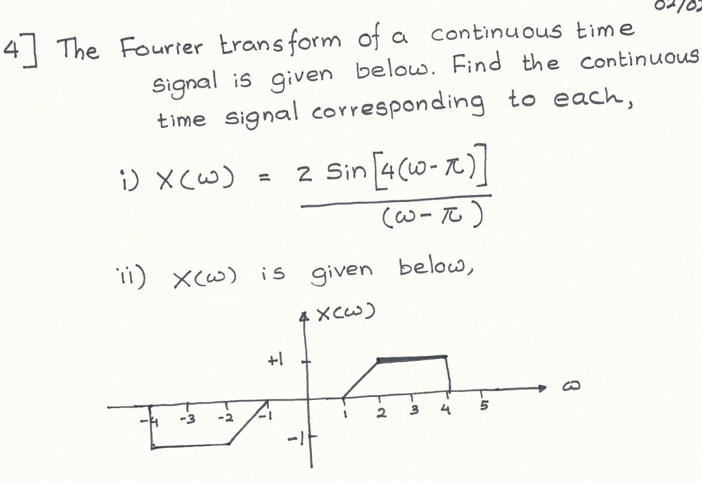 Solved The Fourier transform of a continuous time signal is | Chegg.com
