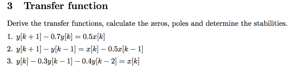 Solved 3 Transfer function Derive the transfer functions, | Chegg.com