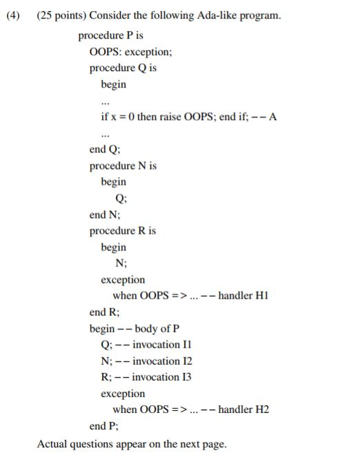 (4) 25 points) Consider the following Ada-like | Chegg.com