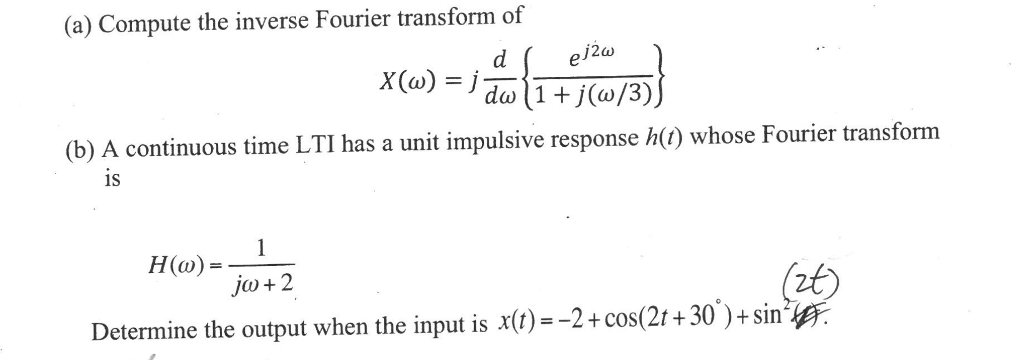 Solved Compute The Inverse Fourier Transform Of X Omega