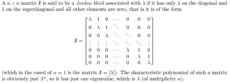 A n n matrix J is said to be a Jordan block | Chegg.com