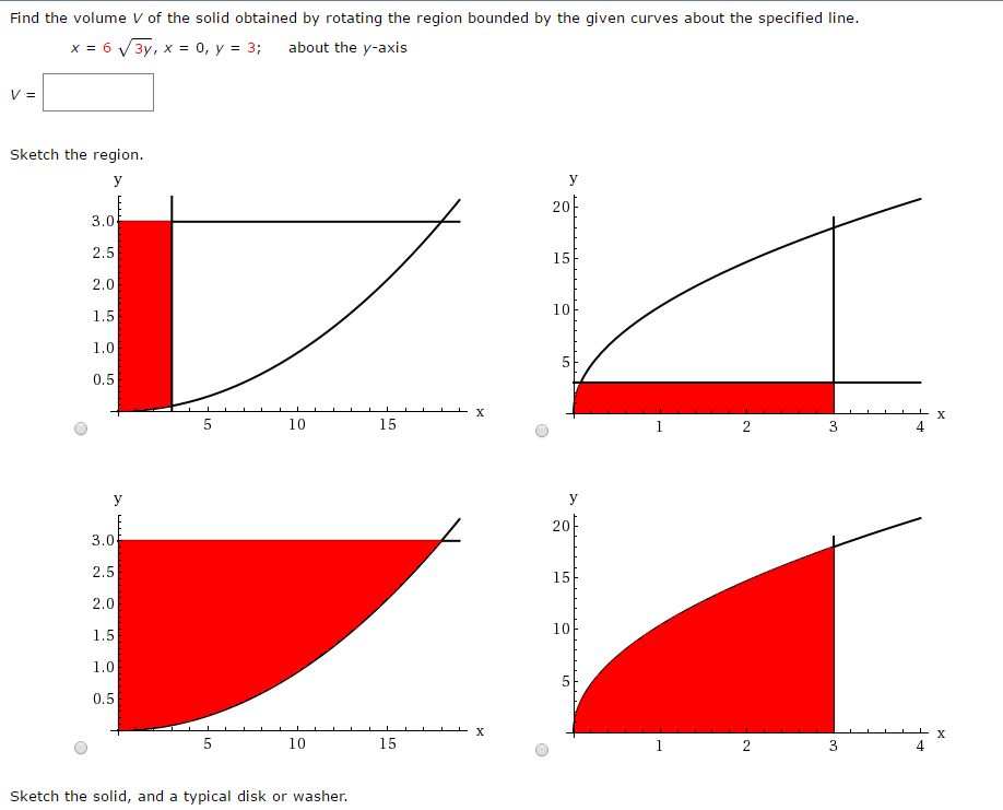 Solved Find the volume V of the solid obtained by rotating | Chegg.com