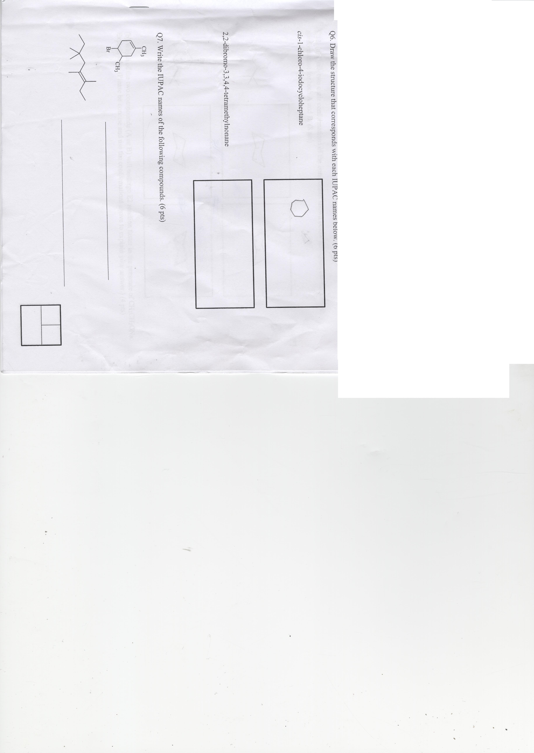 Solved Q6. Draw the structure that corresponds with each | Chegg.com