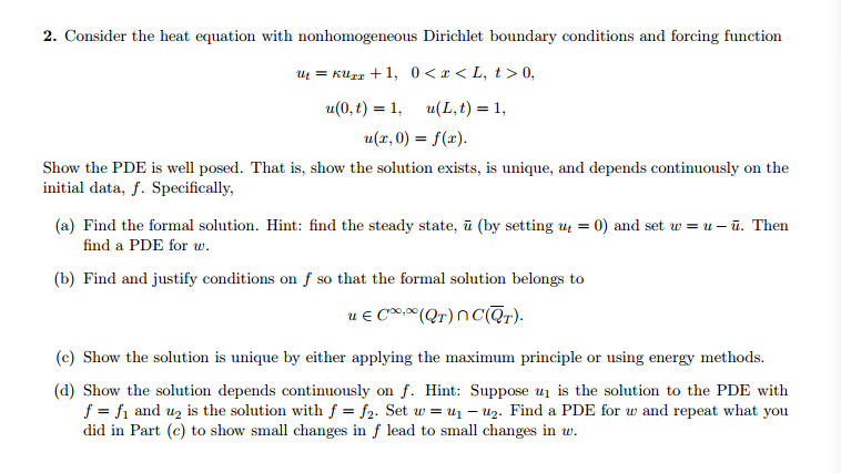 Consider the heat equation with nonhomogeneous | Chegg.com