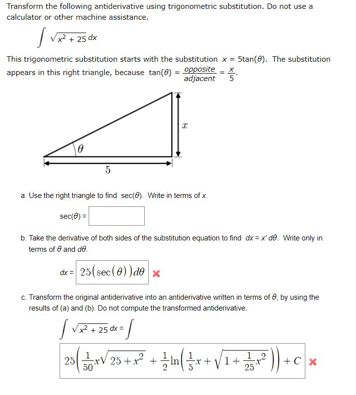 Solved Transform the following antiderivative using | Chegg.com